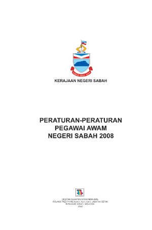 Buku Peraturan-Peraturan Pegawai Awam Negeri Sabah 2008 (Kulit Biasa) – SABAH STATE GOVERNMENT ...